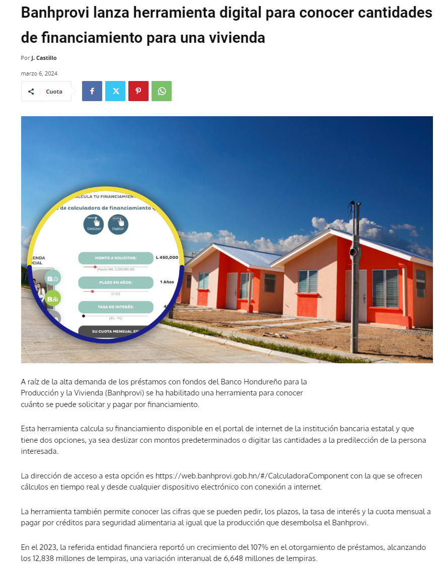 SEPROC - BANHPROVI LANZA HERRAMIENTA DIGITAL PARA CONOCER CANTIDADES DE FINANCIAMIENTO PARA UNA ...